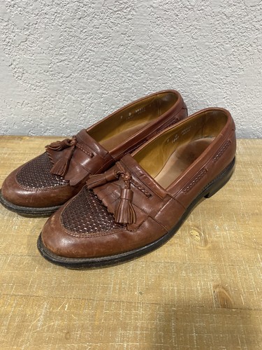 Allen Edmonds Cody Slip On Loafer Tassel Shoes Woven Leather Brown Size ...