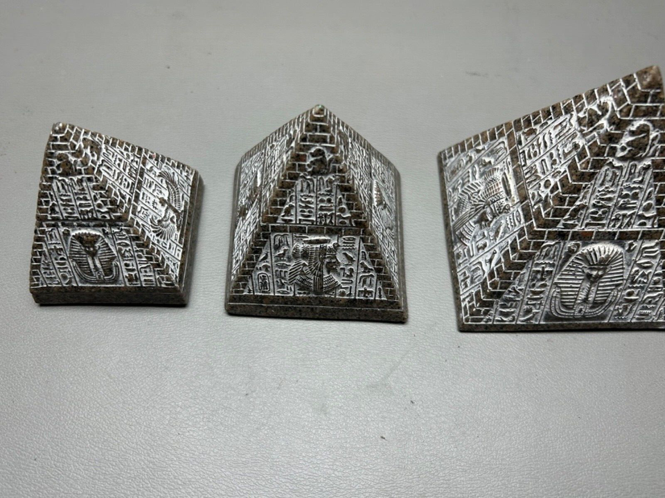 3 Pc Set Ancient Egyptian Pharaoh Stone/Rock Pyramids Collectible ...