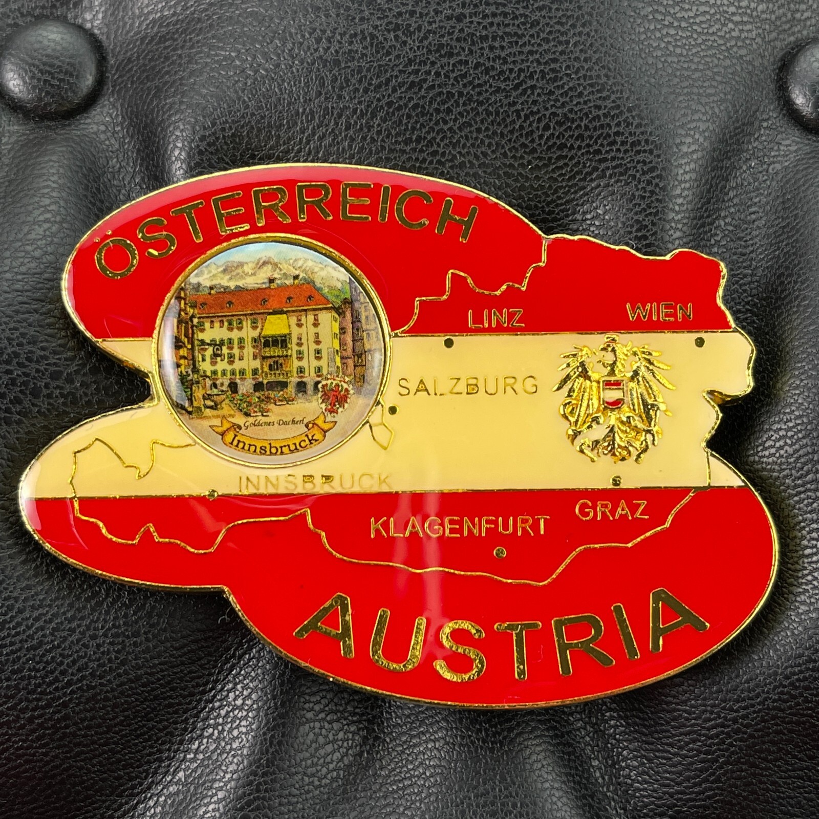 AUSTRIA🇦🇹METAL FRIDGE MAGNET COUNTRY MAP WITH COAT OF ARMS AND ...