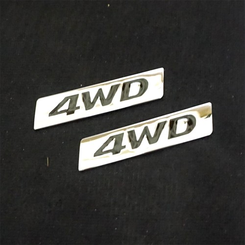 2x Silver Chrome 4WD Black Meal Emblem Decal Sticker Badge Type Racing ...