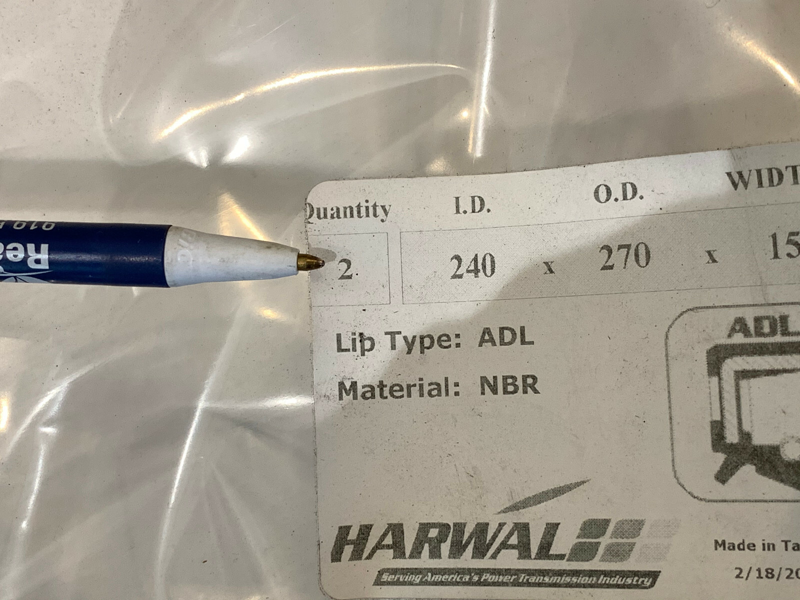 Harwal Rotary Shaft Oil Seal 240 x 270 x 15ADL - NBR, Quantity 2 | eBay