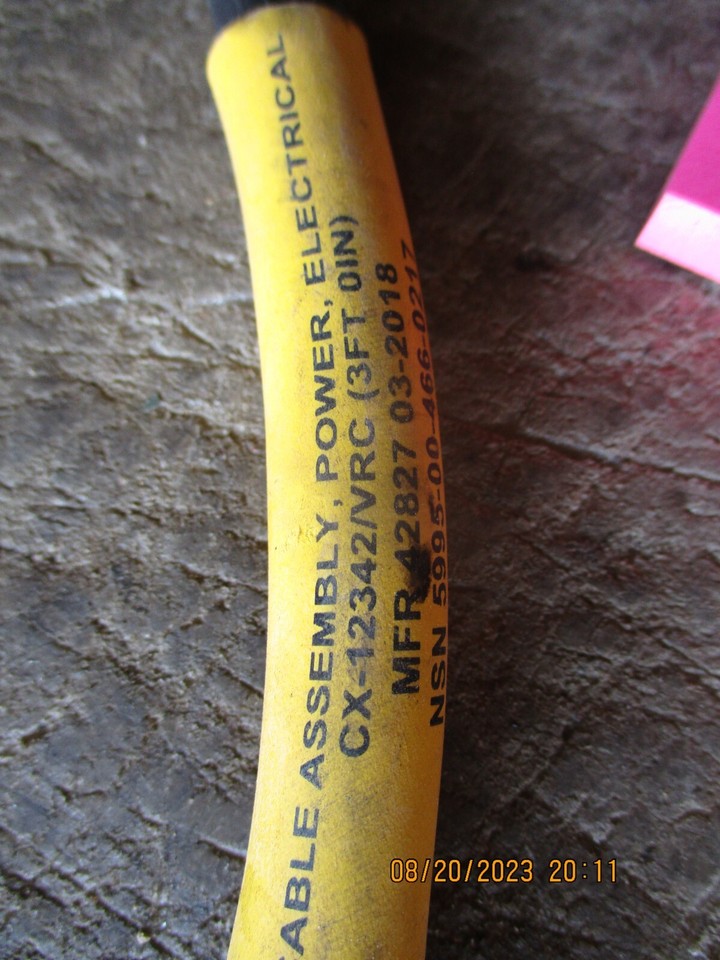 NOS 3' Power Cable, CX-12342/VRC, for Military Radio or Equipment Appl ...