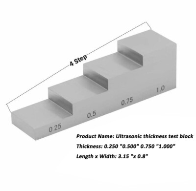 4 Step Calibration Block for Ultrasonic Thickness Gauge 0.25'' 0.5'' 0. ...