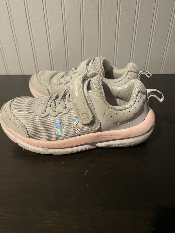 Under Armour Little Girls Sneakers Pink Gray Size 13k | eBay