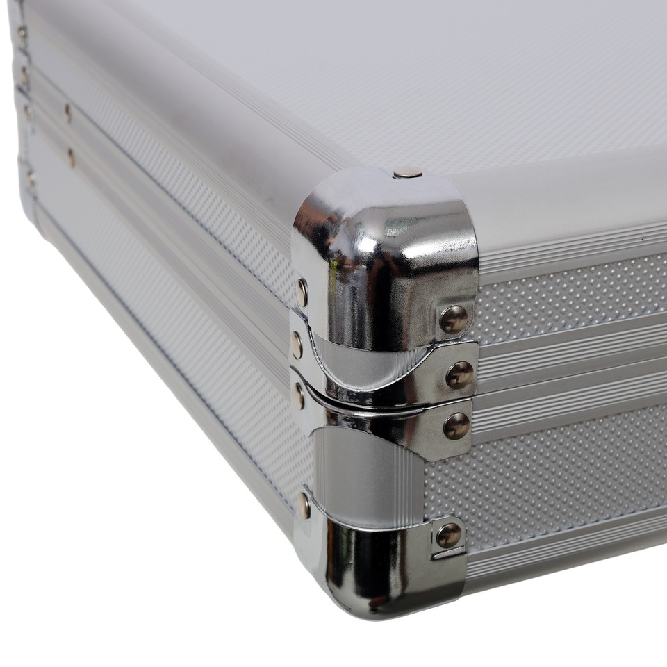 Aluminum Gun Lock Box Hard Case Pistol Safe Storage Silver | eBay