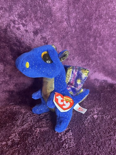 NEW Ty Beanie Boos 6 INCH Saffire BLUE SPECKLED DRAGON SMALL Plush ...