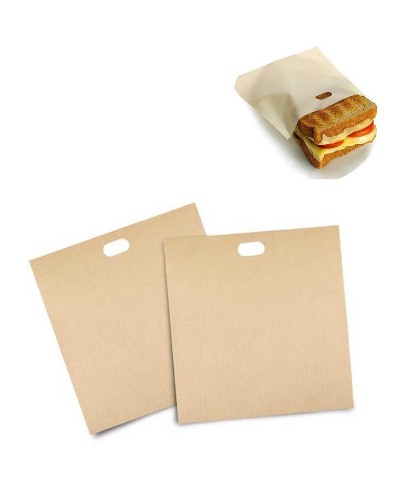 4 REUSABLE TOASTER BAGS Non Stick Toastie Toast Sandwich Pockets Bag ...