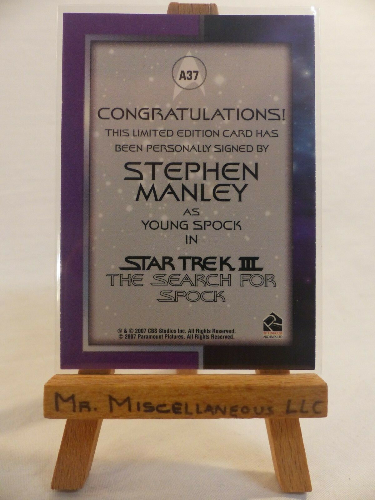 the Complete Star Trek Movies autograph card A37 Stephen Manley Young ...