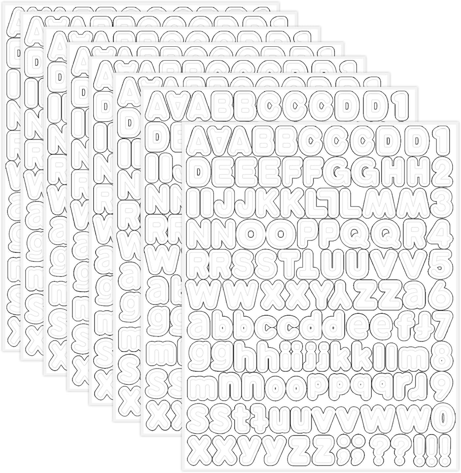 Letter Stickers,1/2 Inch 10 Sheets White Alphabet Sticker,Self Adhesive ...
