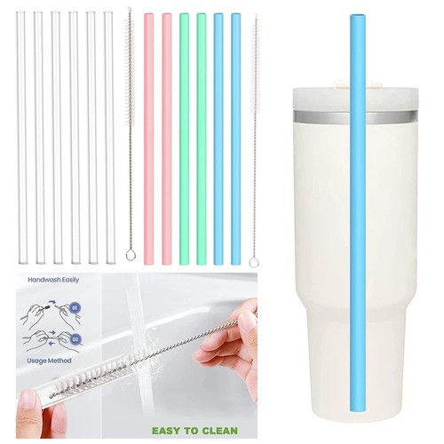 6Pack Easy To Clean Clear Straws Drinking Straw for Stanely Cup Travel ...