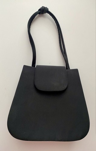 Jendi Satin Small Clutch Handbag - Black - Snap Closing - 15.5 x 16 x 8 ...