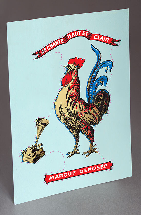 PRECUT PATHE ROOSTER COCK IN COLOR WATER SLIDE DECAL GRAMOPHONE ...