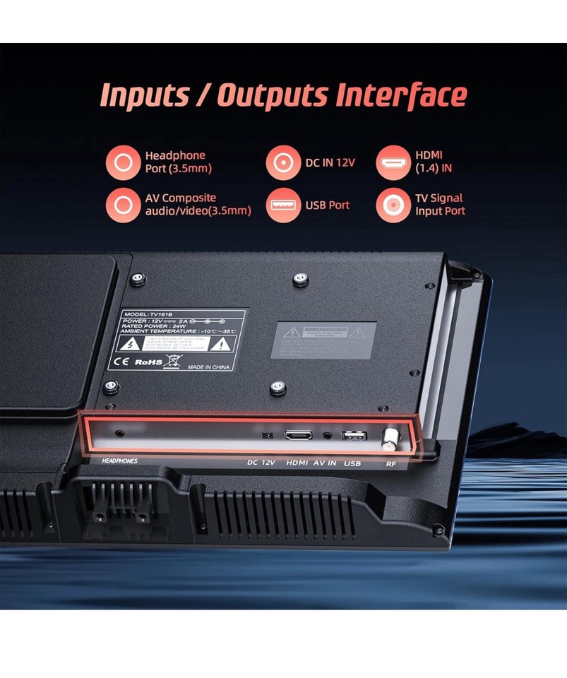 16.2 inch tv DVD Combo Small tv for Kitchen 1080P LCD Non Smart tv 12 ...