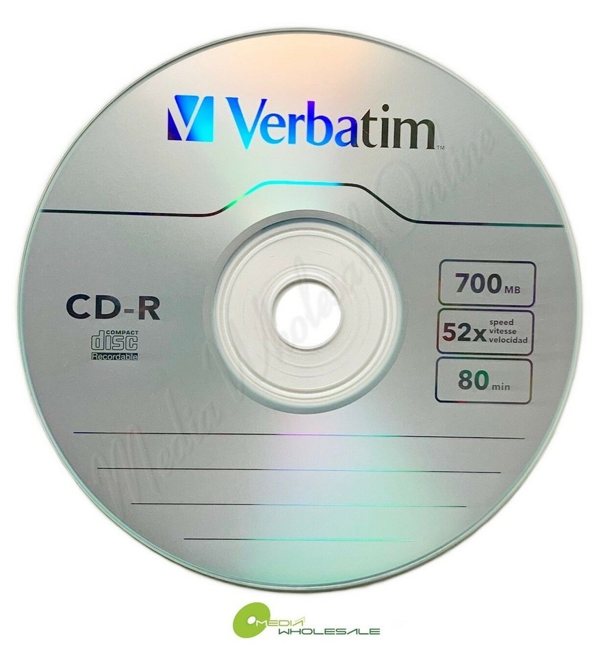 VERBATIM Blank CD-R Logo Branded 700MB/80min Media Disc / LOT = 50 TO ...