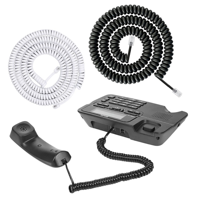 RJ9 RJ11 4P4C Telephone Handset Cord Coiled Fix Landline Phone Wire ...