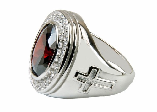 Men's Bishop/Apostle Clergy Ring (RNZ0488 Silver/Red) | eBay
