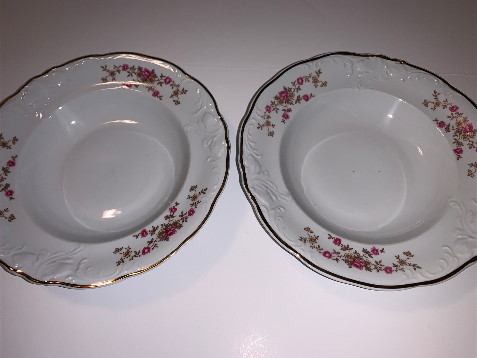 Wawel China Pink tea rose bowls hold trim made in Poland Set Of 2 | eBay