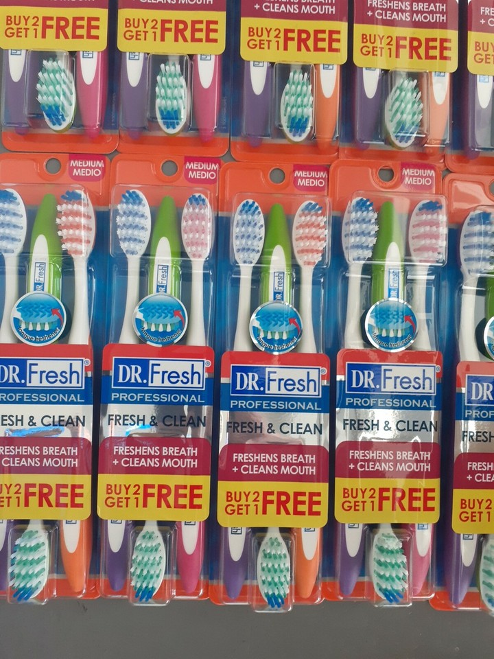 DR Fresh Toothbrush Fresh & Clean MEDIUM 11 Pack (33 Total Brushes) READ BELOW | eBay