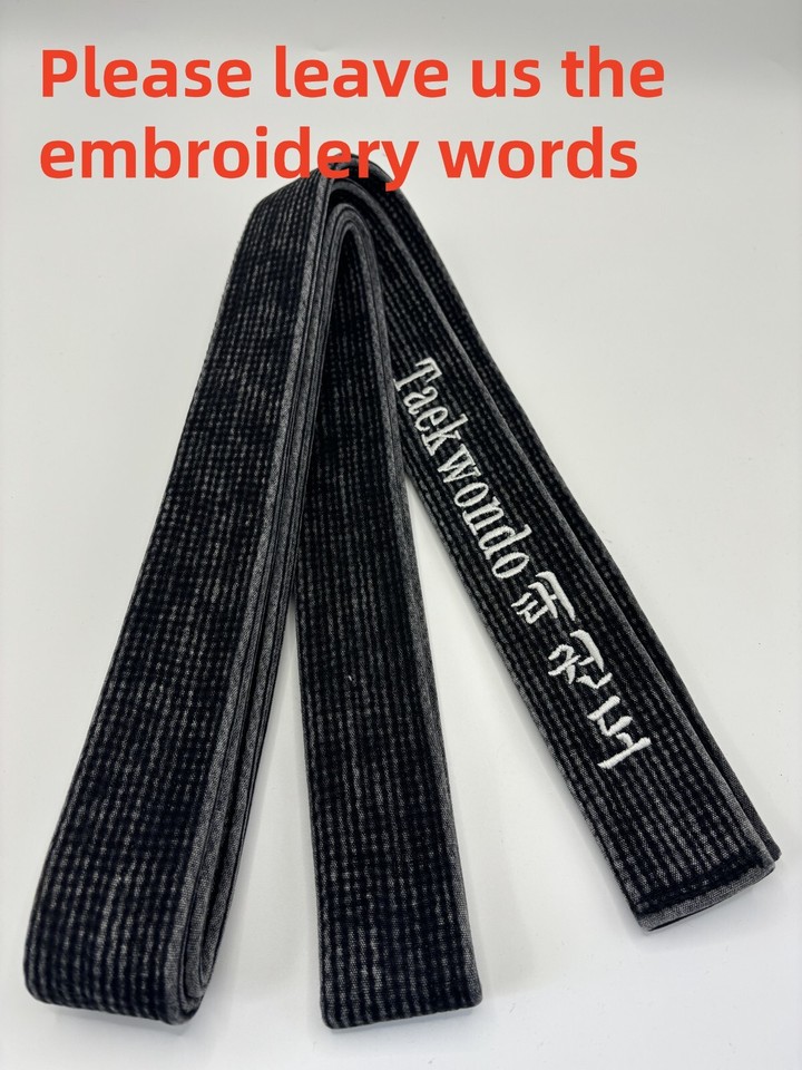 Vintage Black Belt Washed Embroidered Custom Belts Karate Taekwondo ...