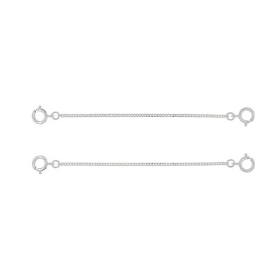 2 Sterling Silver Double Spring Ring Connector Extender Safety Chain 4 ...