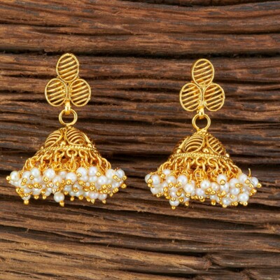 Indian Pakistani Matte Gold Plated Jumka Jimki Earrings/south Indian ...