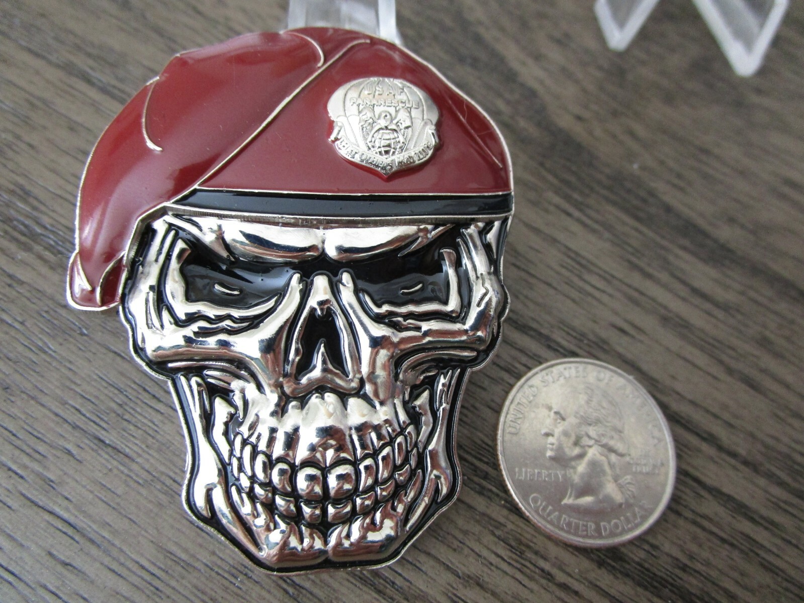 USAF Special Forces Pararescue Creed PJ s Maroon Beret Skull Challenge ...