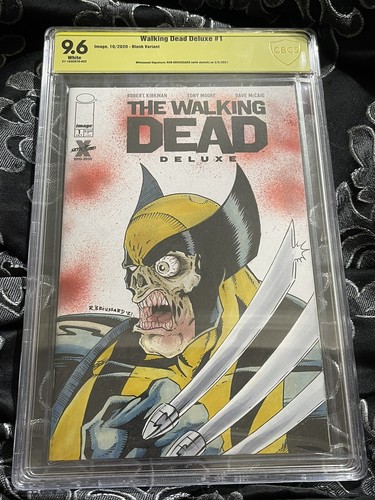 9.6 CBCS | Walking Dead Deluxe 1 Blank | ZOMBIE WOLVERINE Sketch | Rob ...