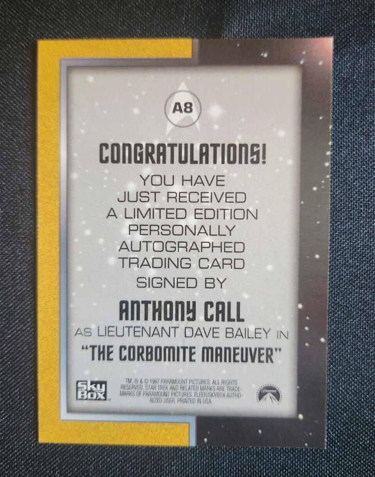 ANTHONY CALL 1997 SKYBOX A8 HAND SIGNED STAR TREK TOS The Original ...