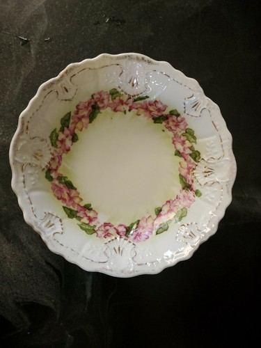 Vintage hand painted floral bowl gold trim | eBay
