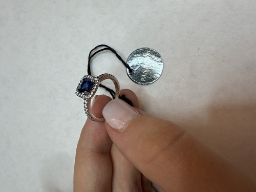 Pandora Sparkling Square Blue Halo Ring Size 7 | eBay