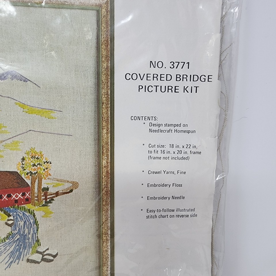Covered Bridge Cross Stitch Kit Crewel Creative Stitchery #3771 New ...