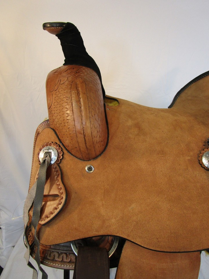 WESTERN SADDLE TRAIL PLEASURE TOOLED LEATHER HORSE RANCH ROPING TACK 15 ...