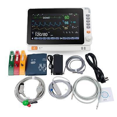 Portable 10 Inch Patient Monitor ECG NIBP TEMP SPO2 PR Signs Machine | eBay
