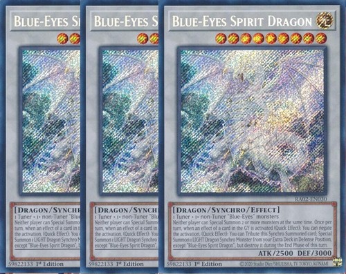 Yu-Gi-Oh! 3x Blue-Eyes Spirit Dragon RA02-EN030 Secret Rare Playset | eBay