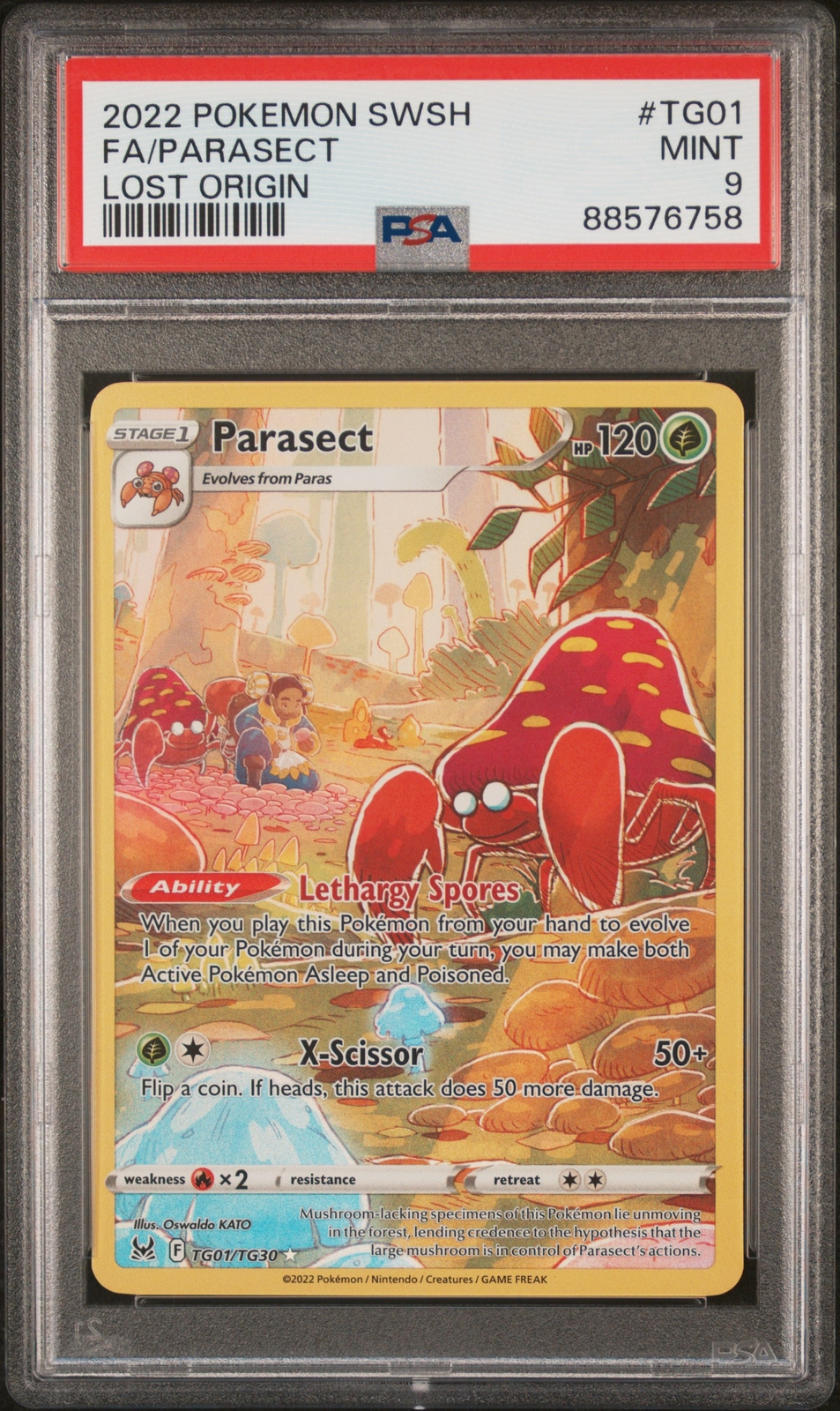 2022 Pokemon Sword & Shield Lost Origin Tg01 Full Art Parasect - PSA 9 ...