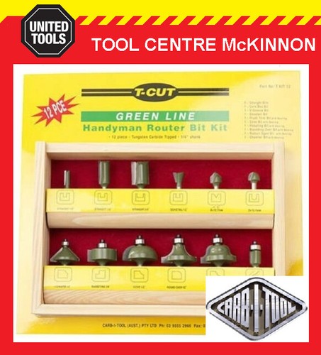 CARB-I-TOOL / CARBITOOL 12pce ¼” SHANK TCT HANDYMAN ROUTER BIT SET IN ...