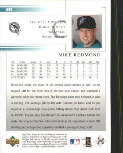 2002 Upper Deck Baseball Card #688 Mike Redmond | eBay