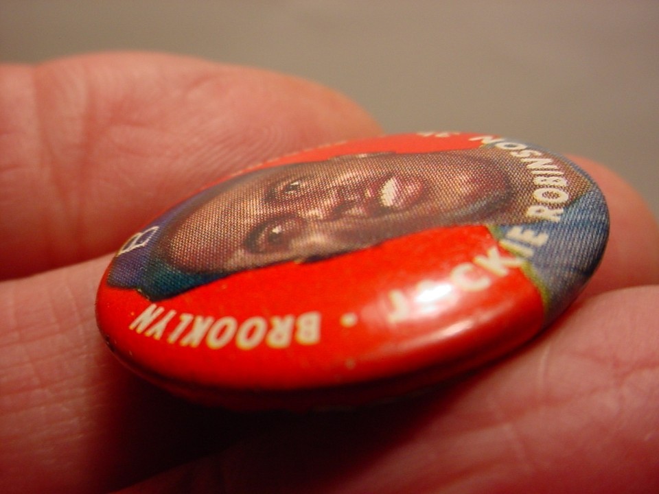 vintage 1956 Topps Baseball Pin back BUTTON Jackie Robinson Brooklyn ...