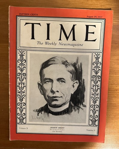1927 August 29th TIME Magazine, Bishop Brent | eBay
