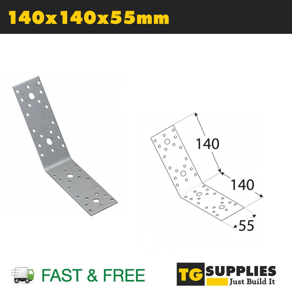 Heavy Duty Galvanised 135 Degrees Angle Bracket Corner Brace Timber 2 ...