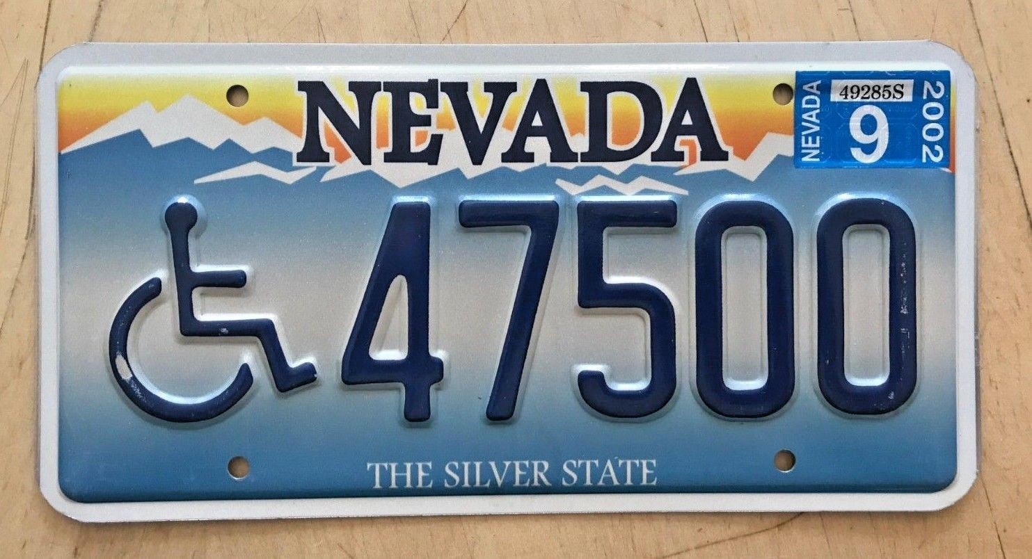 2002 NEVADA DISABLED PERSON HANDICAPPED LICENSE PLATE " 47500 " NV ...