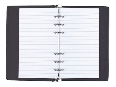 Mead small black 6-ring notebook w lined paper, 40 sheets, 6.75" x 3.75 ...