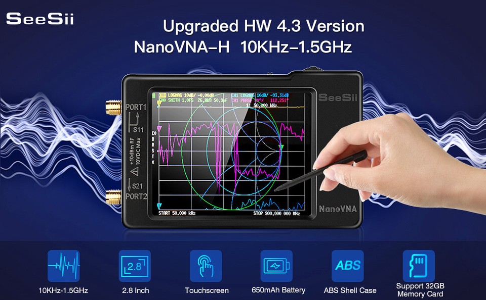 [Upgraded] NanoVN Vector Network Analyzer V3.6 HF VHF UHF Antenna ...