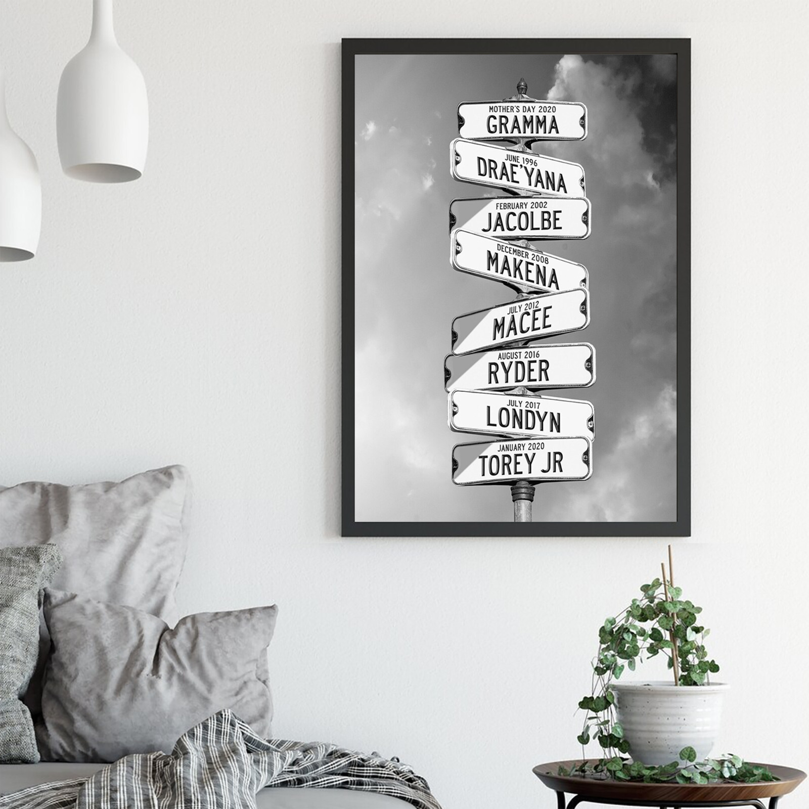 Personalized Sign 8 Name on Street Sign Sky Vintage Matte Canvas Family ...