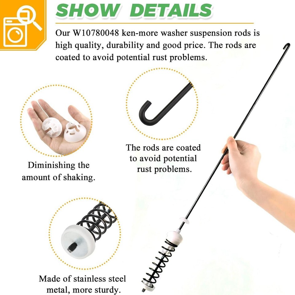 4 Packs Washing Machine Suspension Rods Fit for Whirlpool Amana Maytag ...