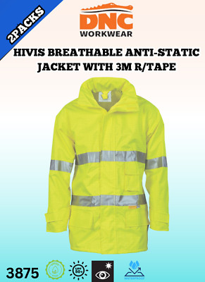 DNC 2PACKS Mens HiVis Breathable Anti-Static Jacket 3M R/Tape Work ...