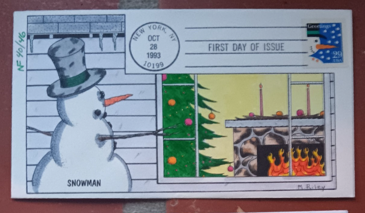 CHRISTMAS SNOWMAN BOOKLET issue 1993 RILEY #'D CACHET FDC VF UNADDR | eBay