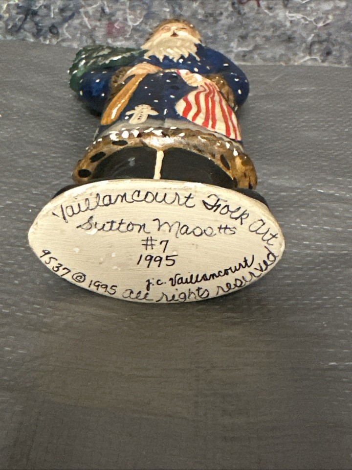 Vaillancourt Folk Art Blue Father Christmas w/Switch & Snowmen VFR ...