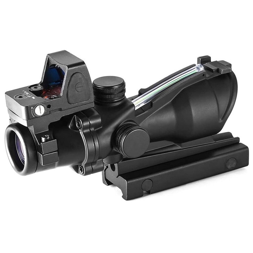 ACOG 4X32 Green Fiber With RMR Dot Sight Optics Scope Chevron Reticle ...
