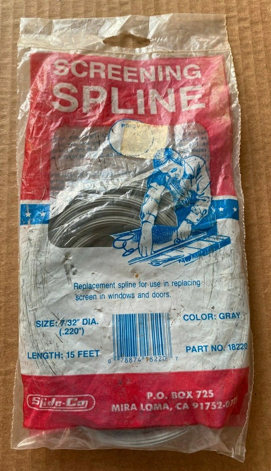 Vintage Slide Co Screening Spline 15' Grey Size: 7/32" DIA. (.220") | eBay